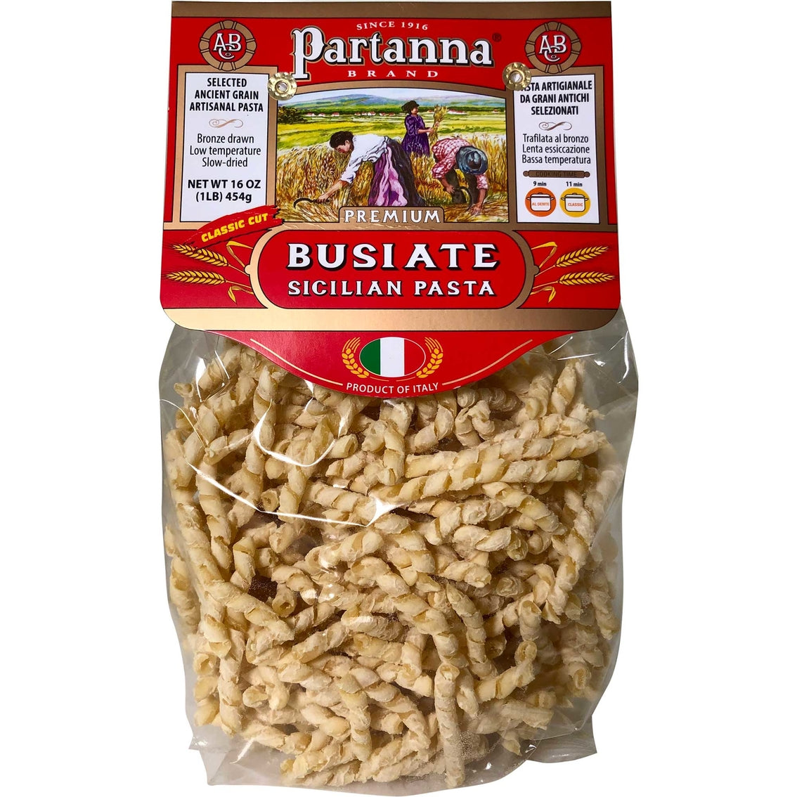 Partanna Sicily Busiate Sicilian Pasta 1 lb (454 g) – Tavola Italian Market